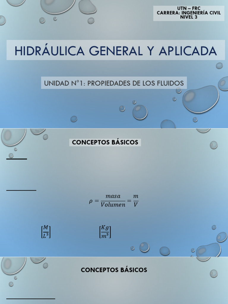 Unidad 01 - Propiedades de Los Fluidos | PDF | Tensión superficial | Densidad