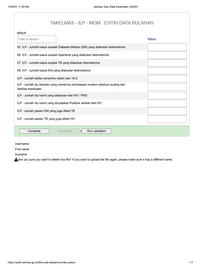 Form Asdk Laporan Bulanan | PDF