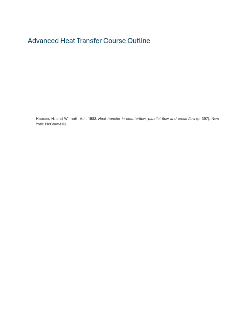 Advanced Heat Transfer Course Outline | PDF