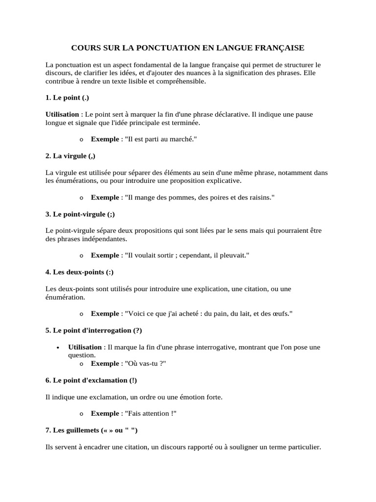 Guide de la ponctuation française | PDF