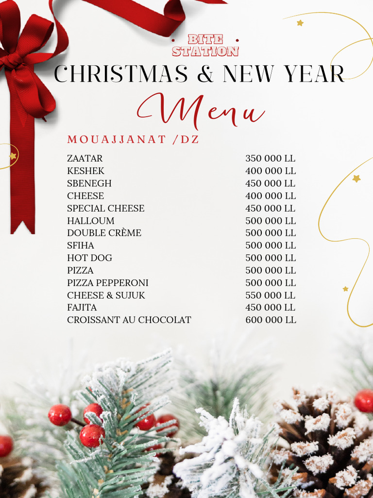 Christmas & New Year Menu Options | PDF