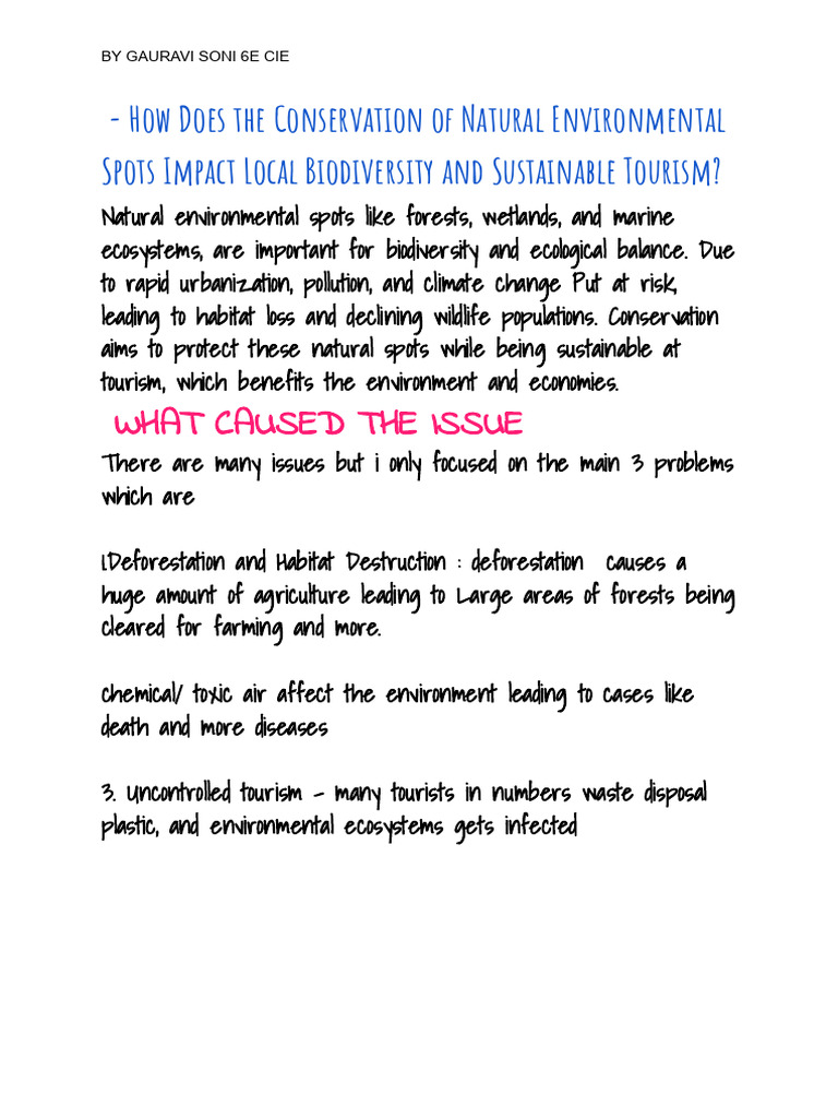 How Does the Conservation of Natural Environmental Spots Impact Local ...