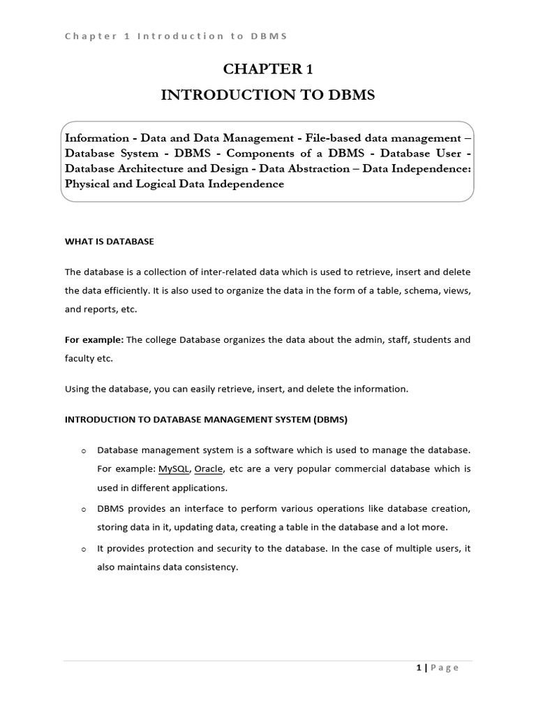 CHAPTER 1 | PDF | Databases | Relational Database