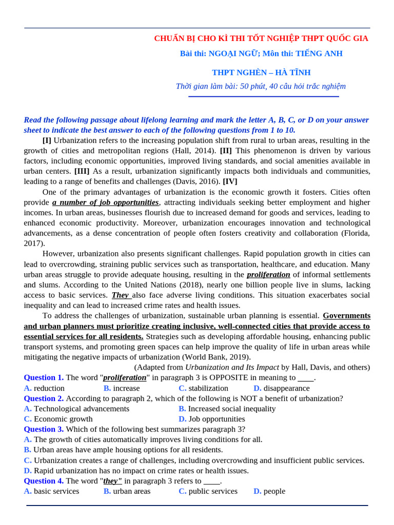 Preparing for National High School Exam | PDF | Urbanization | Urban ...