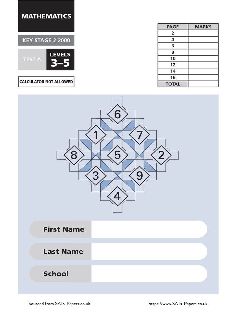 Ks2 Mathematics 2000 Test A | PDF