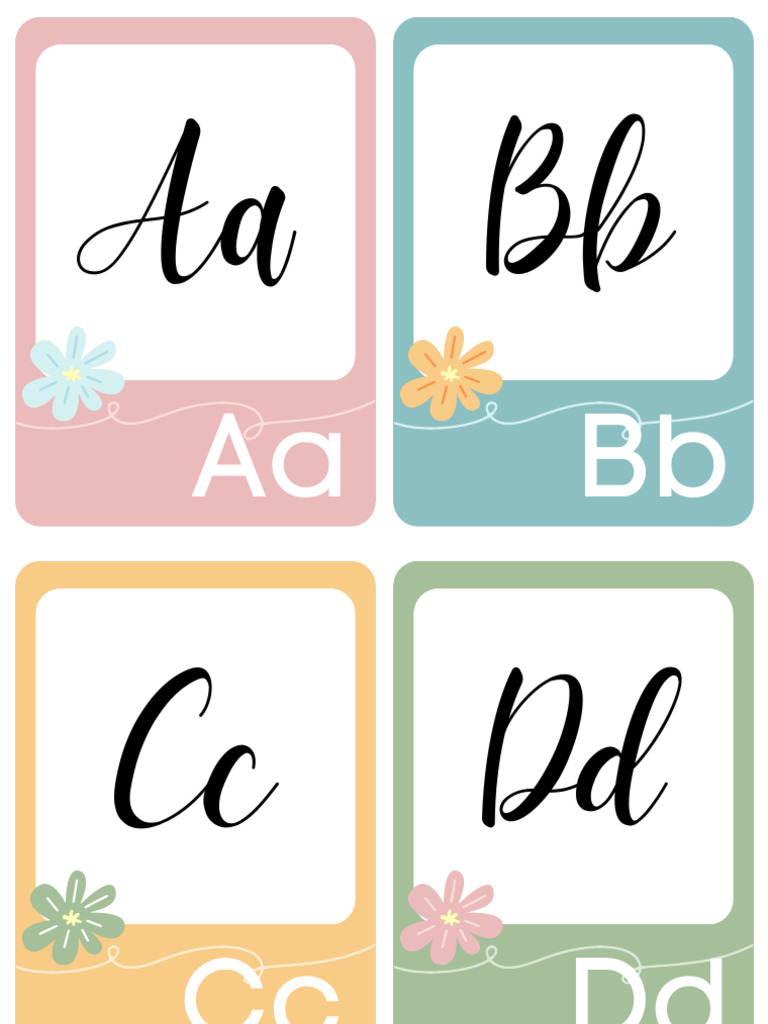 Cute Pastel Cursive Alphabet Flashcard PDF | PDF