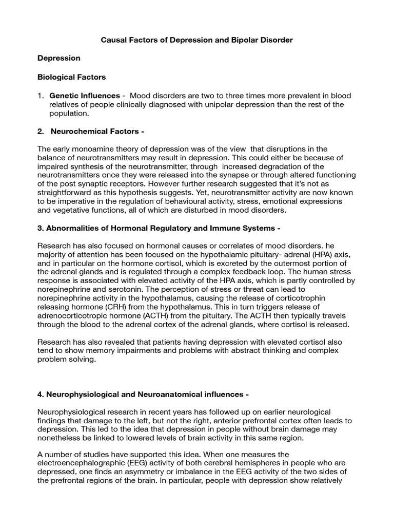 Causes of Depression and Bipolar Disorder | PDF | Major Depressive ...