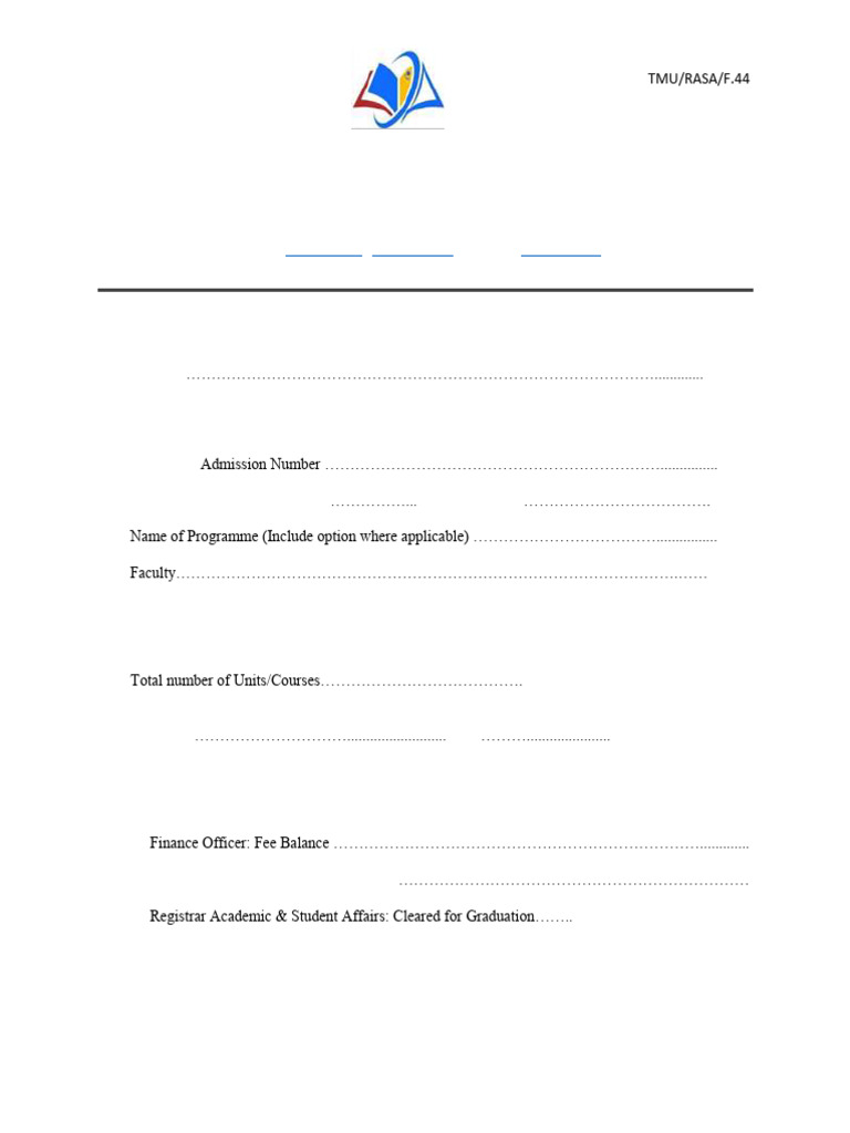 TMU Graduation Registration Form 2025 | PDF