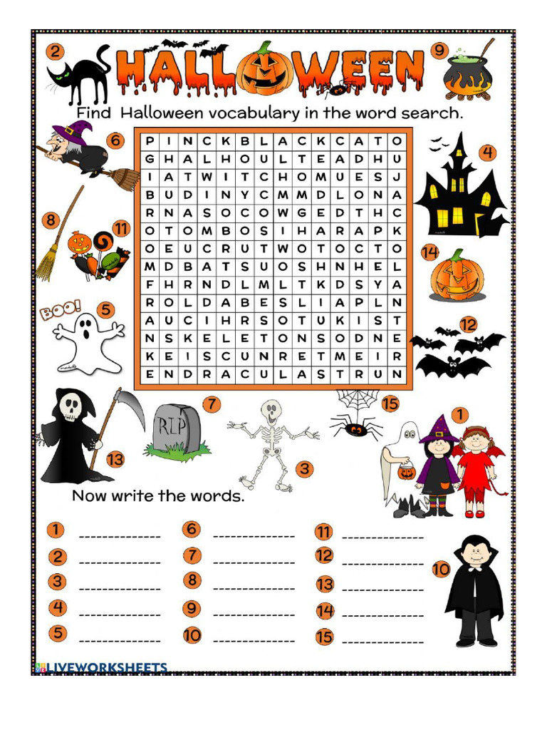 Sopa de Letras Halloween Inglés | PDF