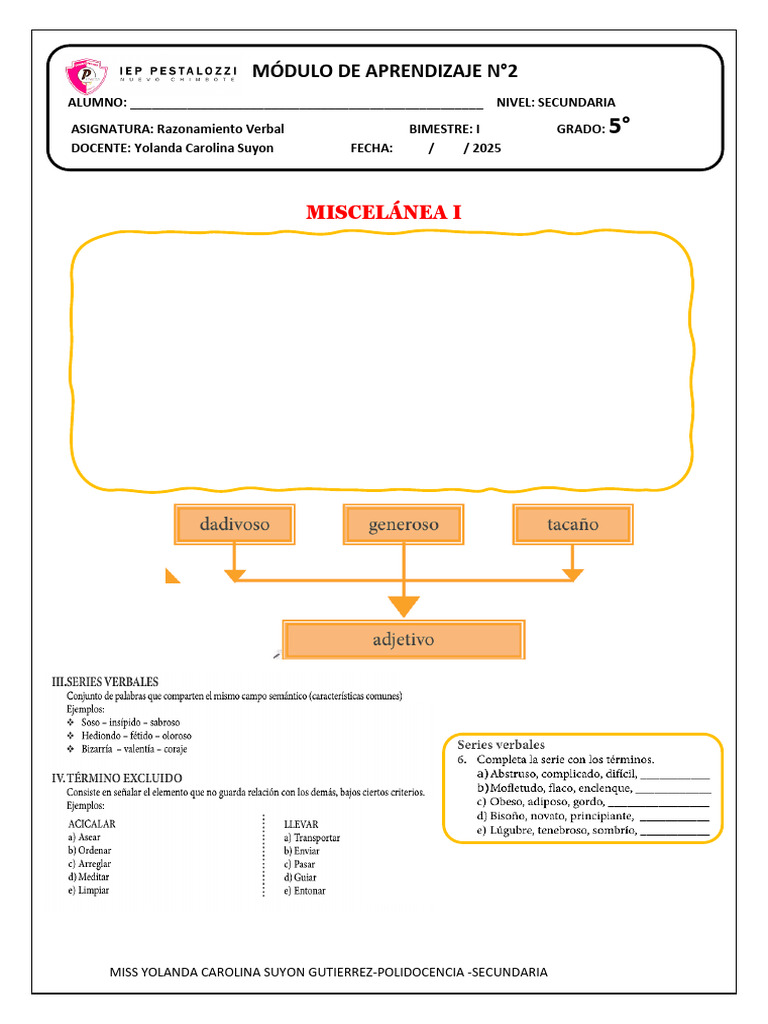 Tema 2 Quinto de Secundaria - Miscel-Nea I | PDF