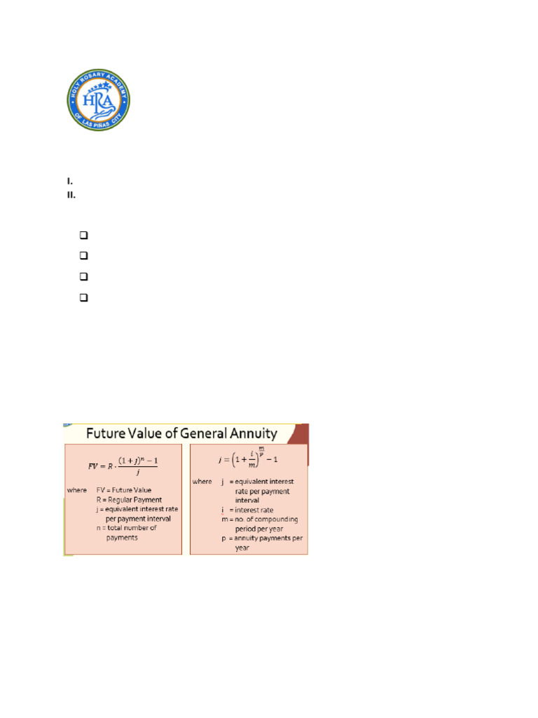 Math 11 Lesson 11 General Annuity | PDF