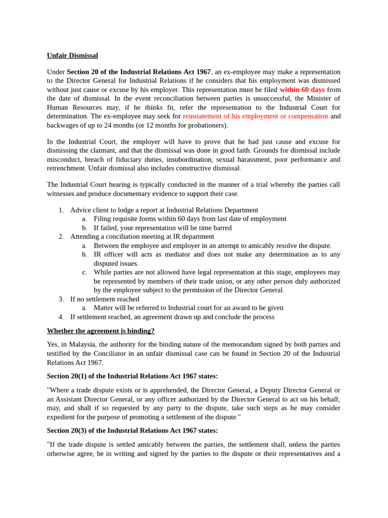 Unfair Dismissal Claims in Malaysia | PDF | Employment | Evidence (Law)
