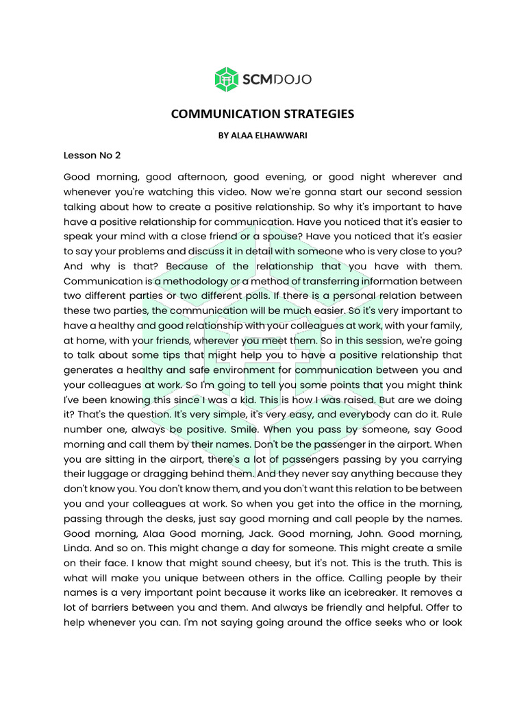 Building Positive Communication Skills | PDF