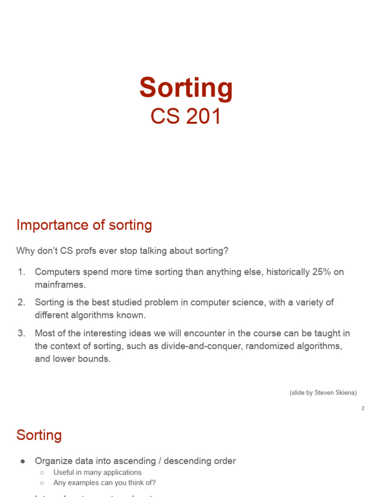 7_Sorting | PDF | Applied Mathematics | Algorithms And Data Structures