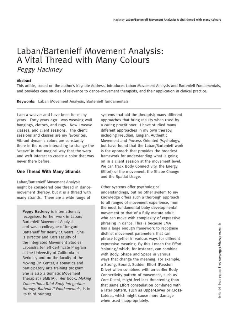 Laban/Bartenieff Movement Analysis: A Vital Thread With Many Colours | PDF