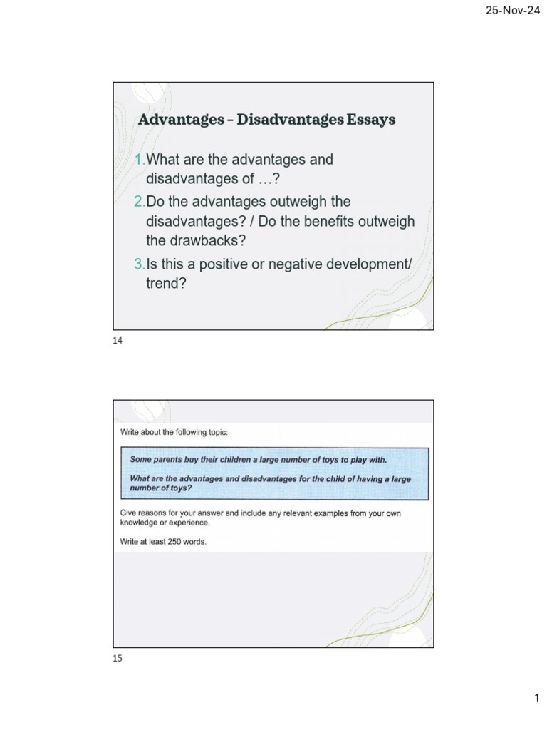 WRITING_Adv-Disadv Essay Outlines | PDF