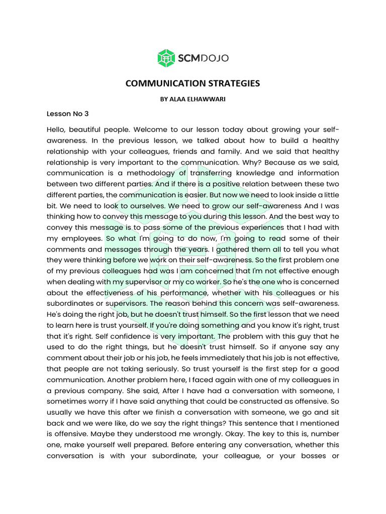 Lesson No 3 - Communication Strategies | PDF | Communication | Conversation