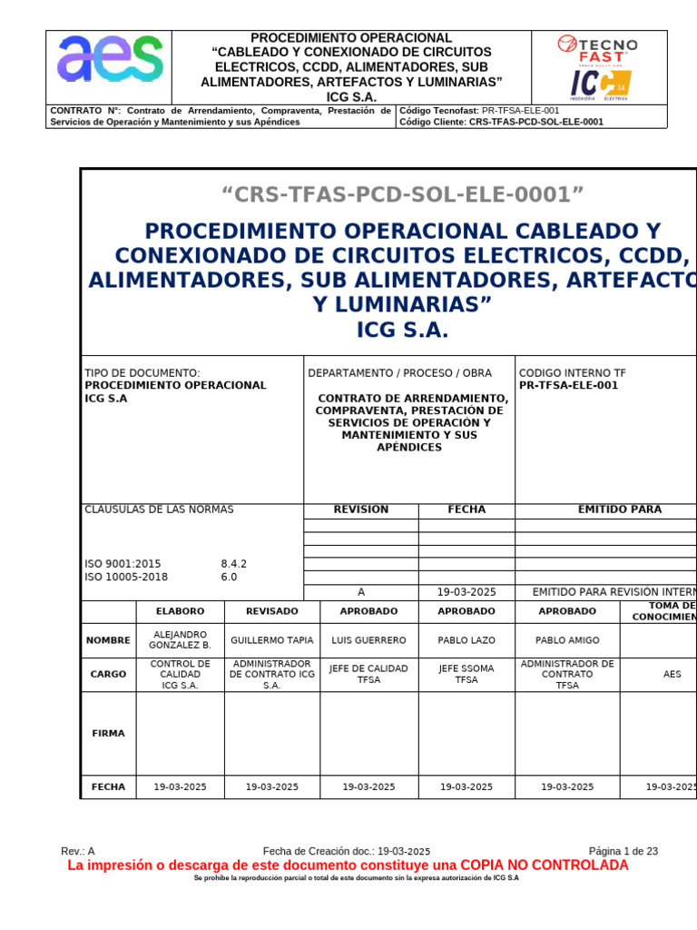 CRS Tfas PCD Sol Ele 0001 - A | PDF | Seguridad y salud ocupacional ...