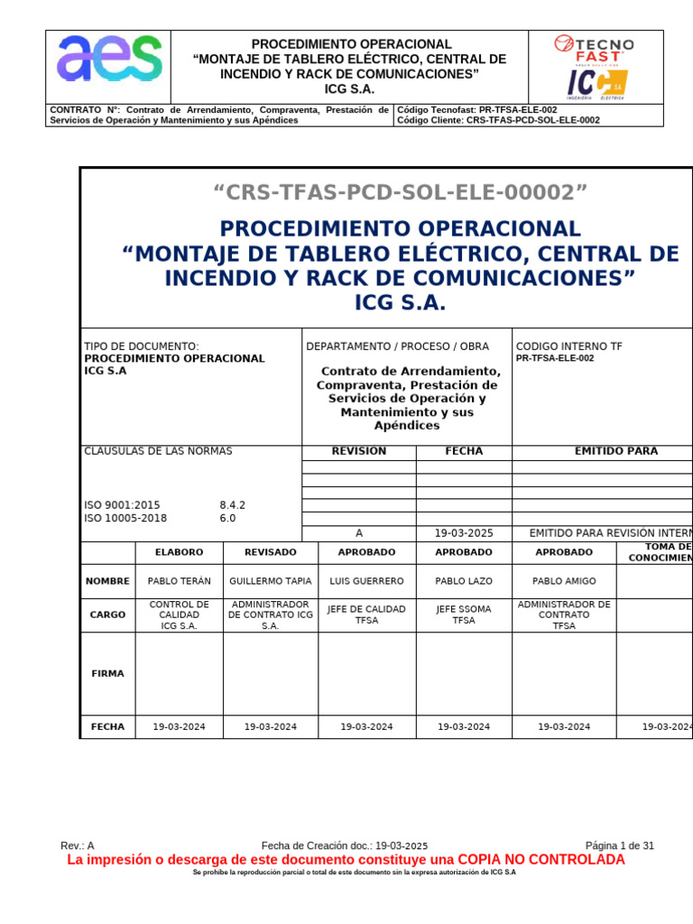 CRS Tfas PCD Sol Ele 0002 - A | PDF | Seguridad y salud ocupacional