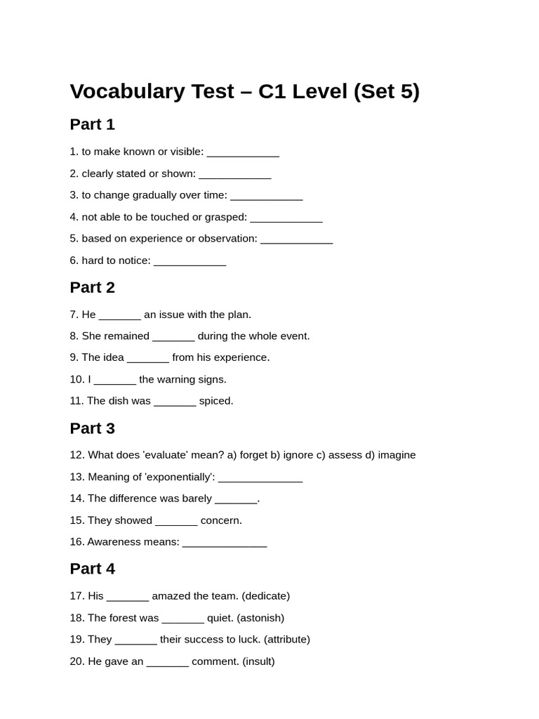 Vocab Test c1 Set5 | PDF
