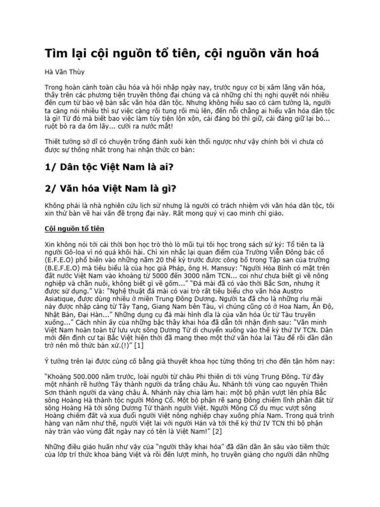 Tìm L I C I Ngu N T Tiên - C I Ngu N Văn Hoá - Hà Văn Thu | PDF