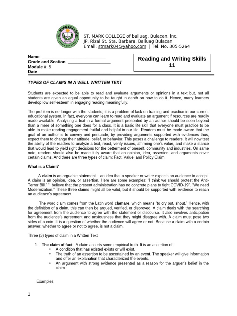 Module 5 Reading and Writing Skills 11 | PDF | Intertextuality