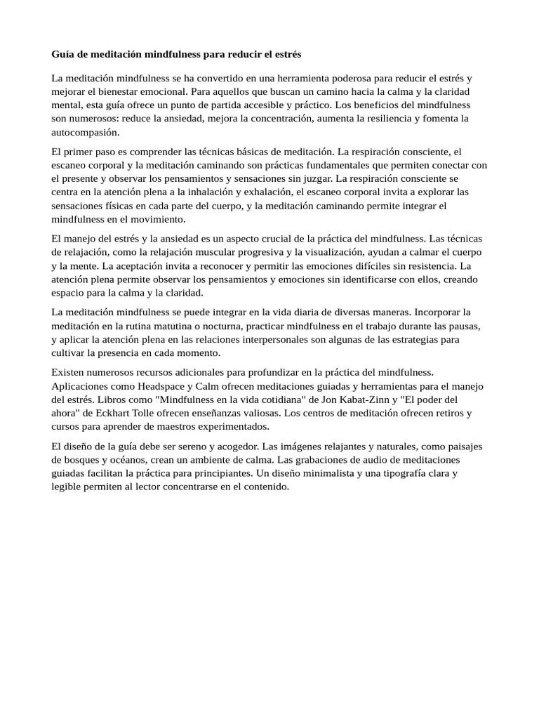 Guía de Mindfulness para el Estrés | PDF | Meditación | Atención plena
