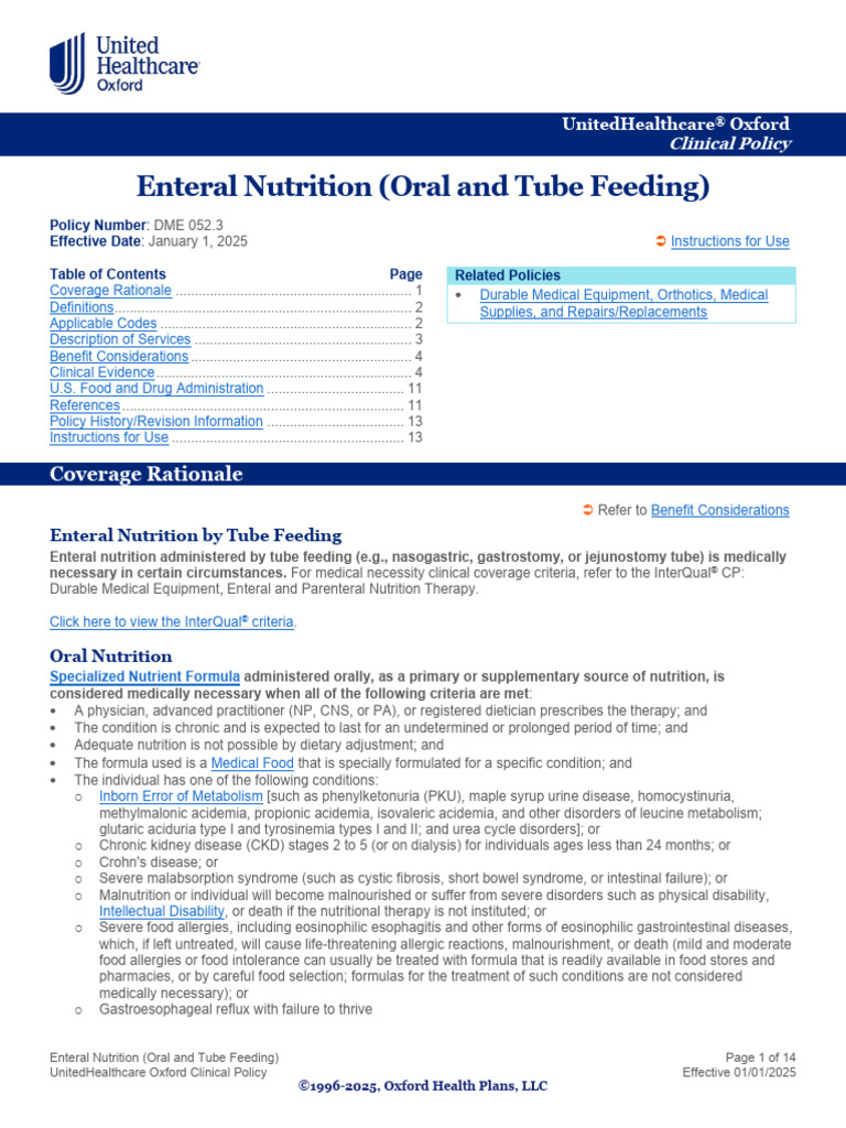 Enteral Nutrition Oral Tube Feeding Ohp | PDF | Phenylalanine | Fat