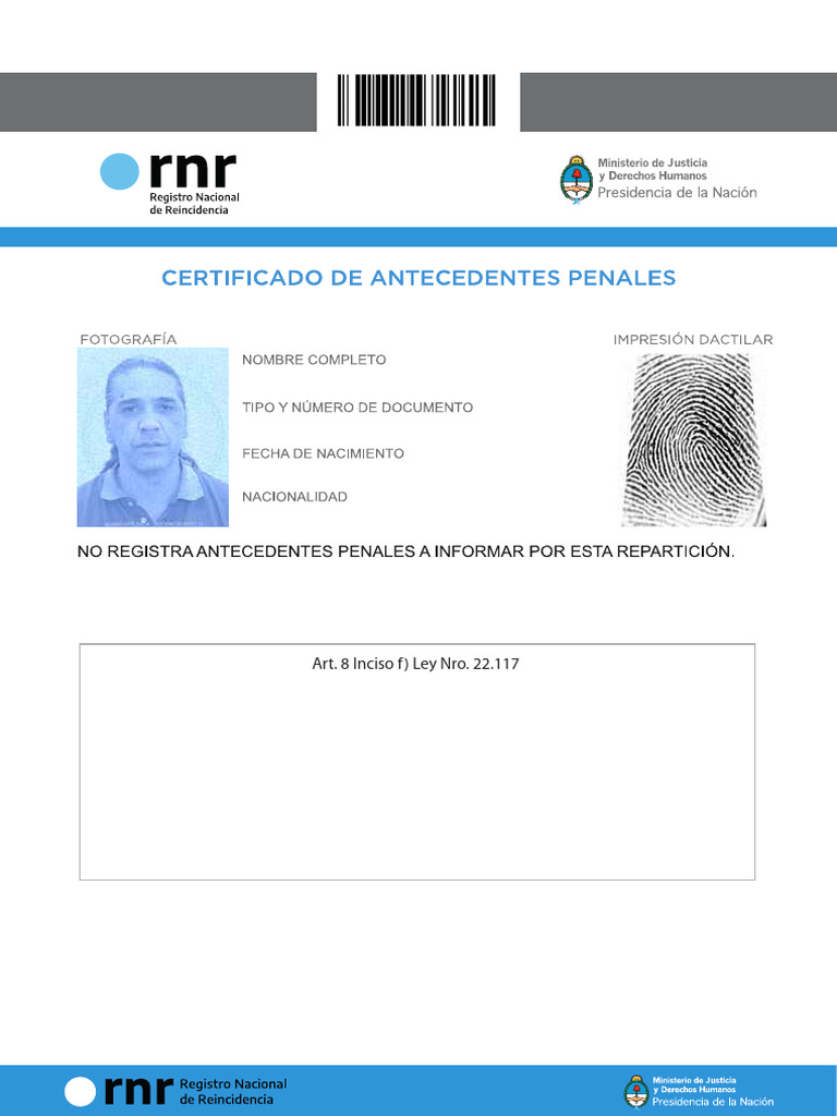 Certificado de Antecedentes Penales 2024 | PDF