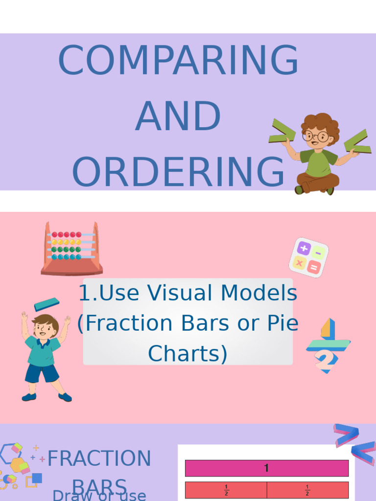 Comparing and Ordering Fractions Maths Presentation in Blue Yellow ...