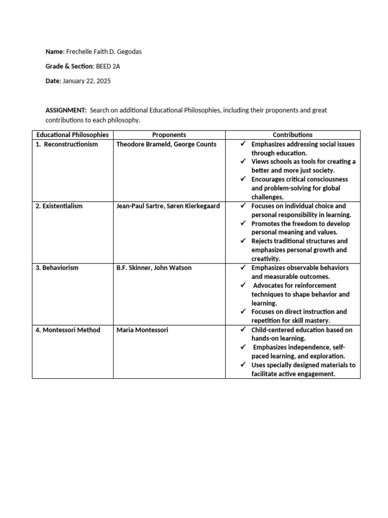Educational Philosophies | PDF | Learning | Philosophy Of Education