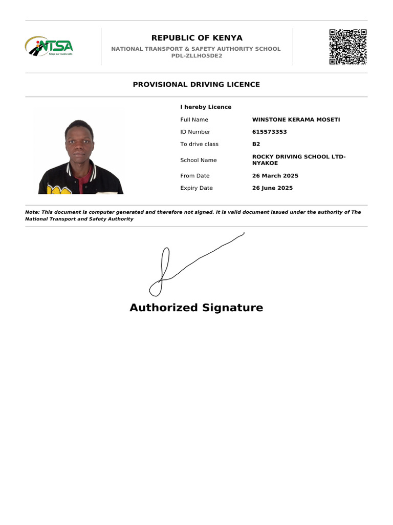 PDL-ZLLHO5DE2-Provisional Driving License | PDF