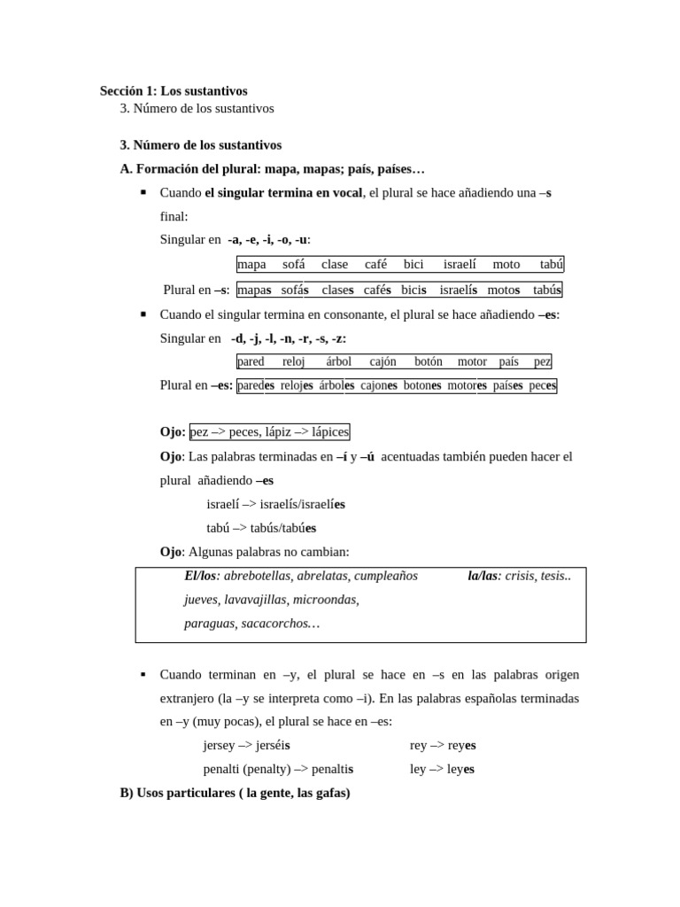 Reglas de Plural y Adjetivos en Español | PDF | Adjetivo | Sustantivo