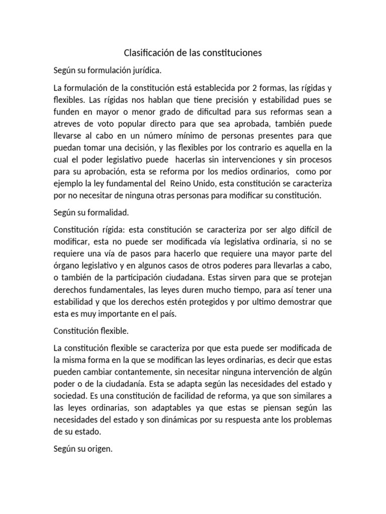 Clasificación de Las Constituciones | PDF | Constitución | Estado (política)