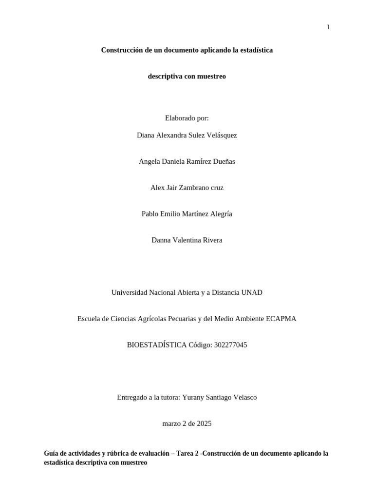 Tarea 2 Contruccion de Un Documento Aplicando La Estadistica Descriptiva Con Muestreo | PDF ...