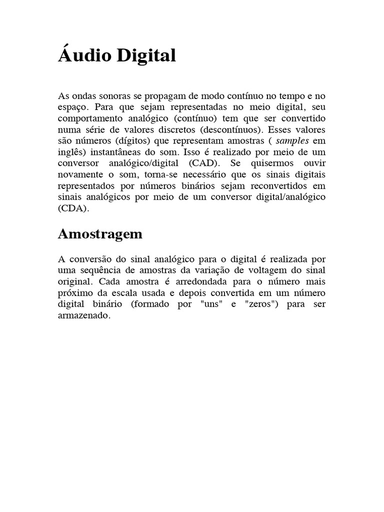 Entendendo o Áudio Digital e Amostragem | PDF | Som | Frequência