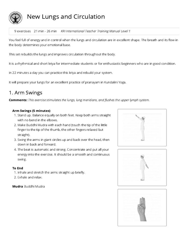Lungs and Circulation Kriya Guide | PDF | Breathing | Lung