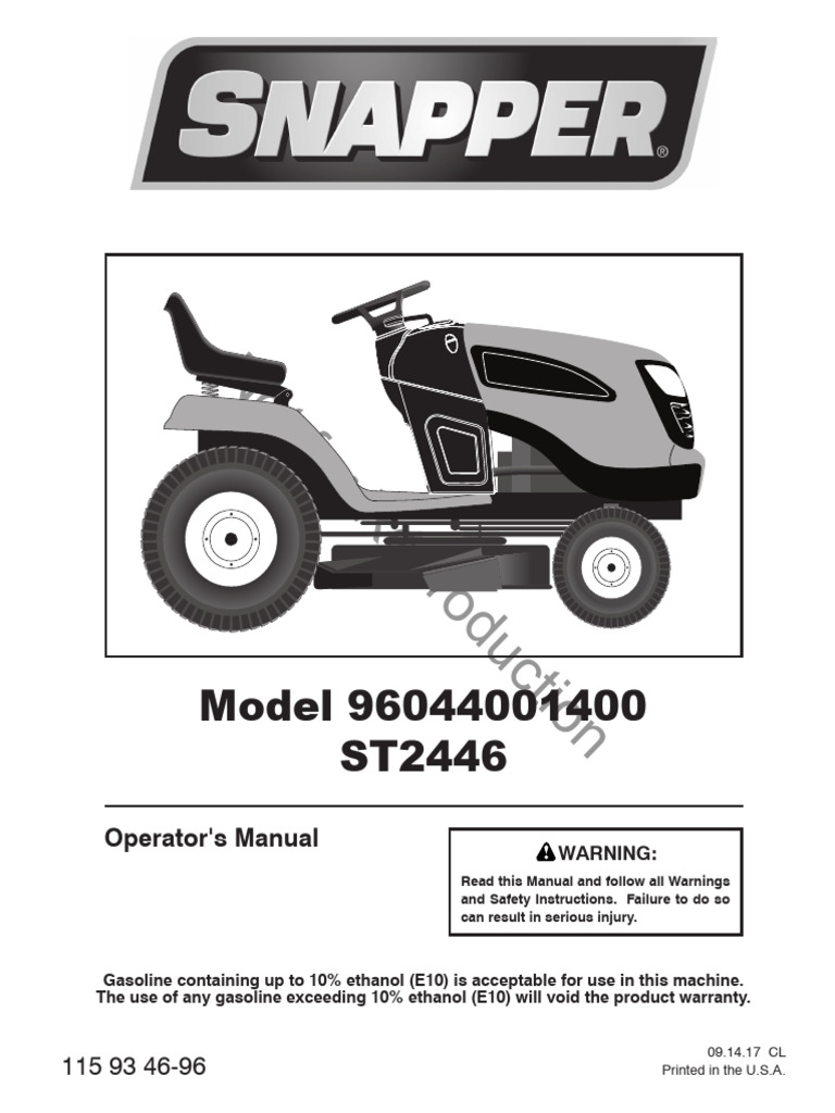 Snapper ST2446 Mower Manual | PDF | Tractor | Manual Transmission