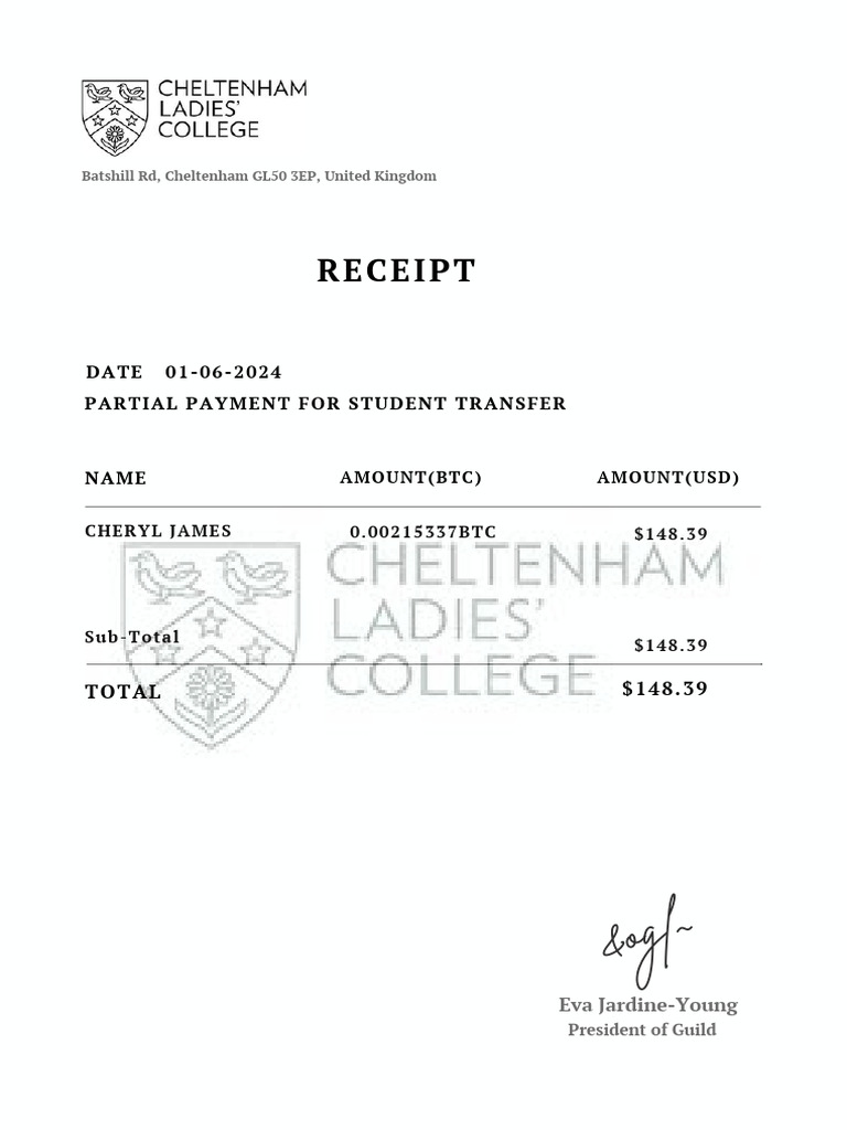 Receipt for Partial Payment | PDF