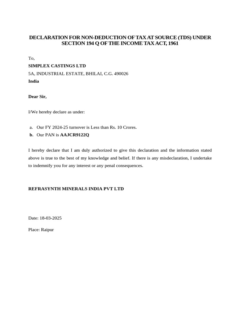 Declaration Formats | PDF