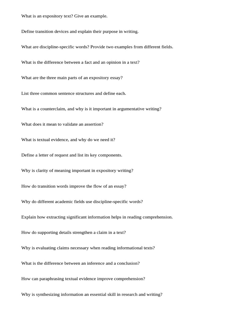 Expository Writing Essentials Explained | PDF | Reading Comprehension ...