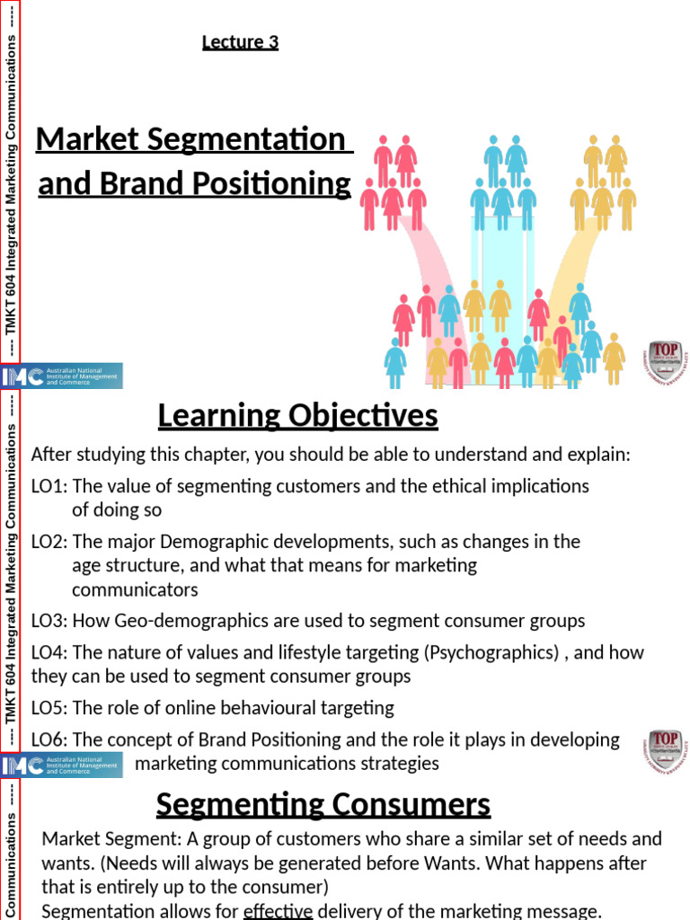 Lecture 3 Segmentation and Positioning 2024 | PDF | Brand | Marketing