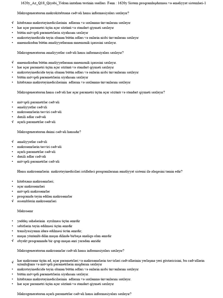 1620y Sistem Proqramla D Rmas V M Liyyat Sisteml Ri 1 Az | PDF