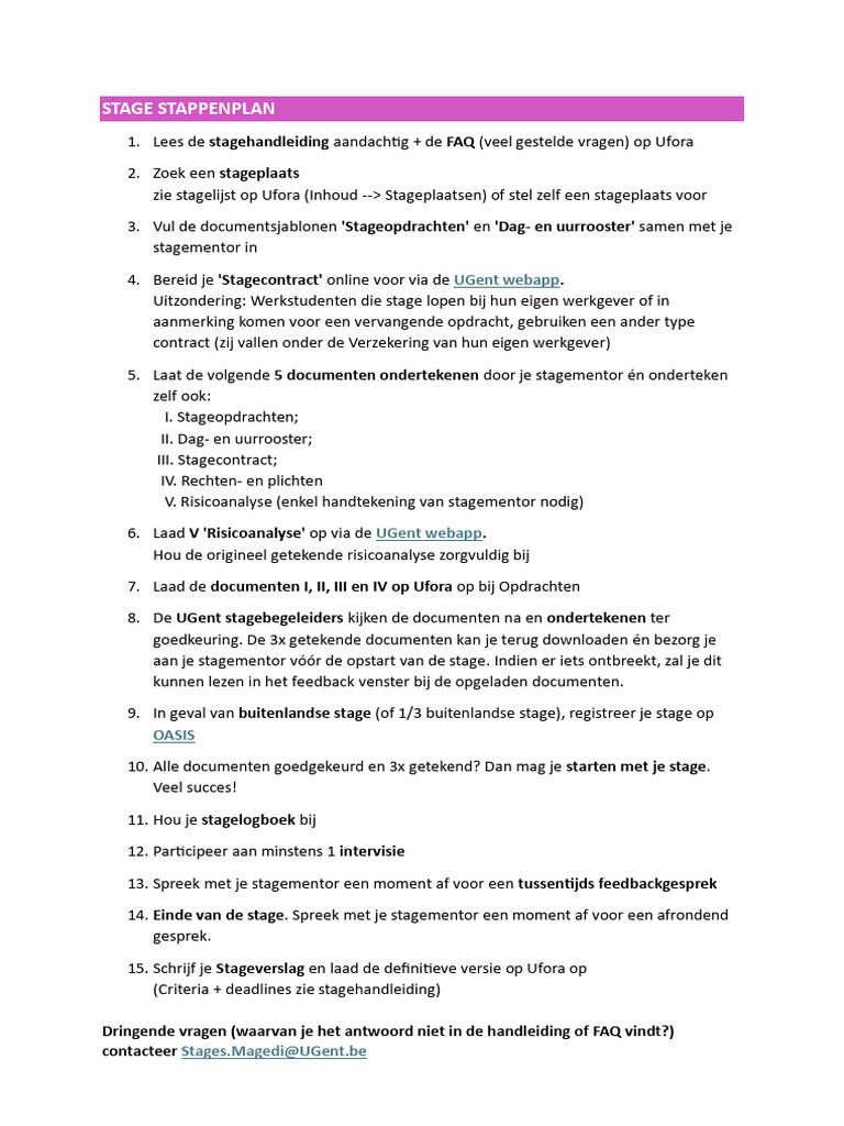 Ufora Stappenplan Stage | PDF