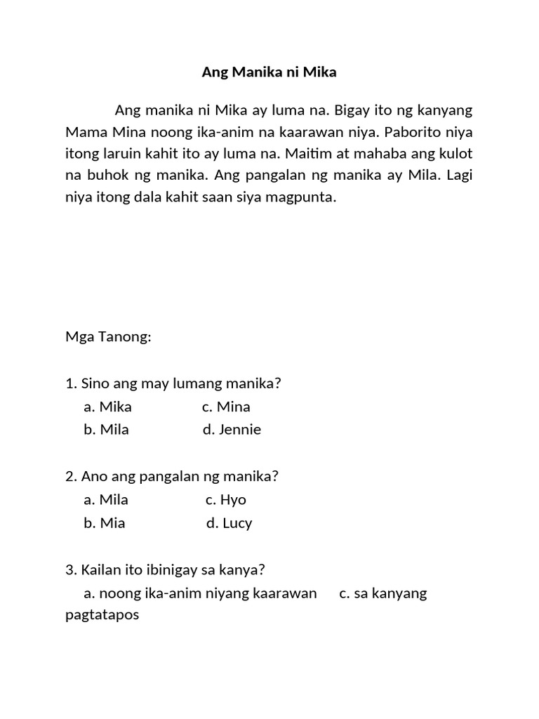 Final Abuyogay Filipino Reading Material 2 | PDF