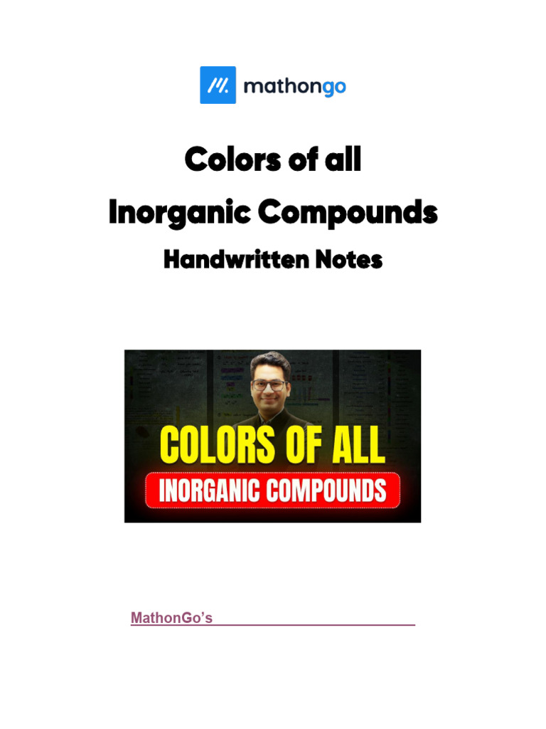 Colour of All Inorganic Compounds (MathonGo) | PDF