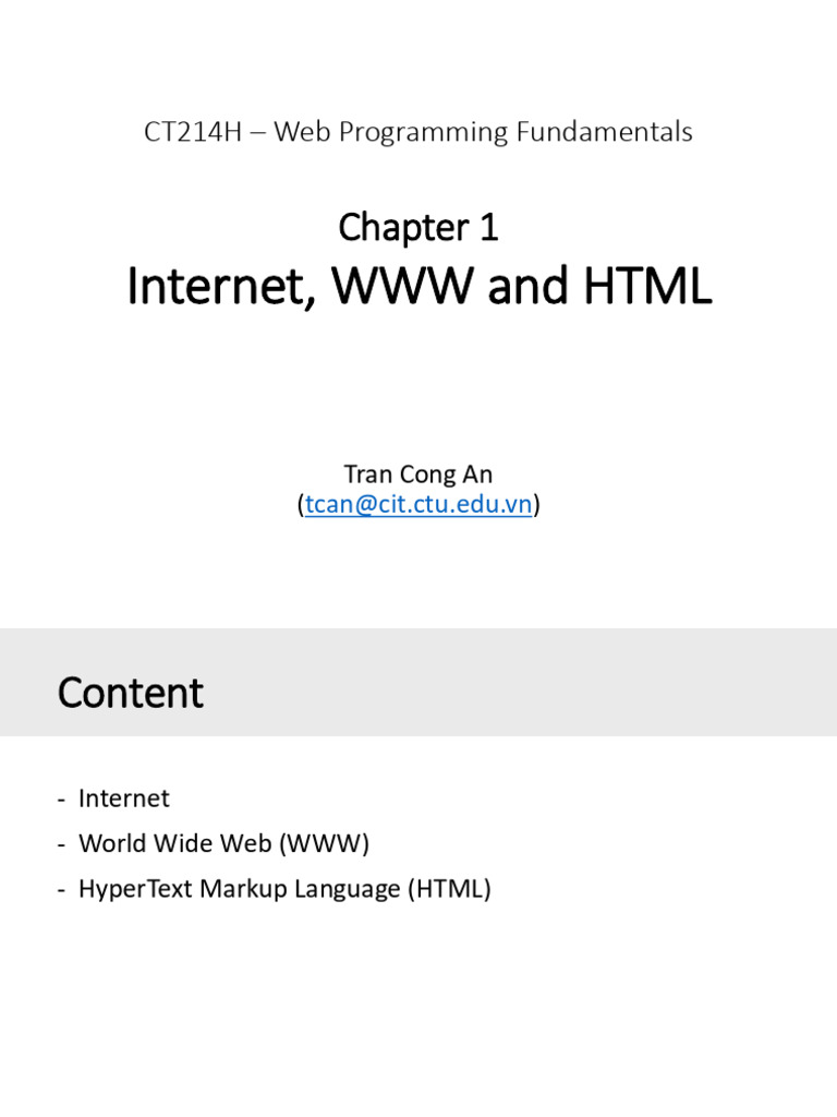 Ch1 - WWW and HTML | PDF | World Wide Web | Internet & Web