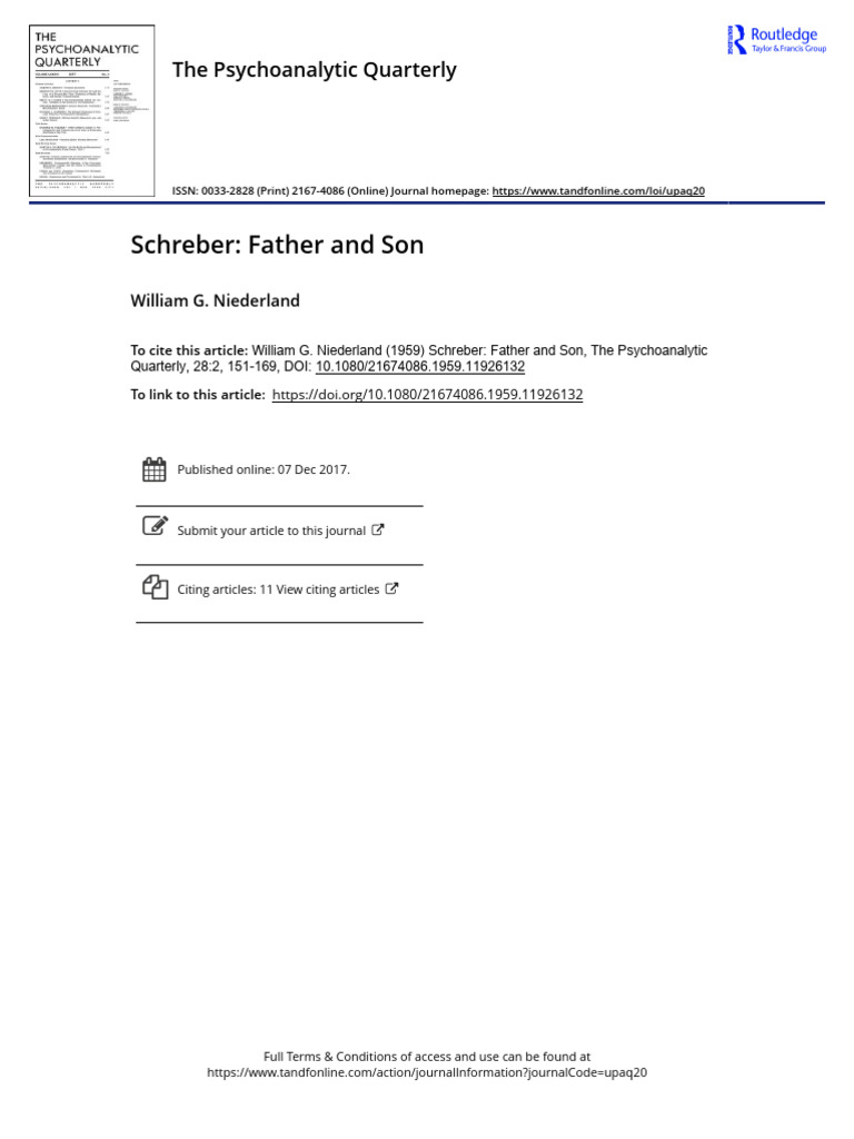 Schreber Father and Son | PDF | Sigmund Freud | Psychoanalysis