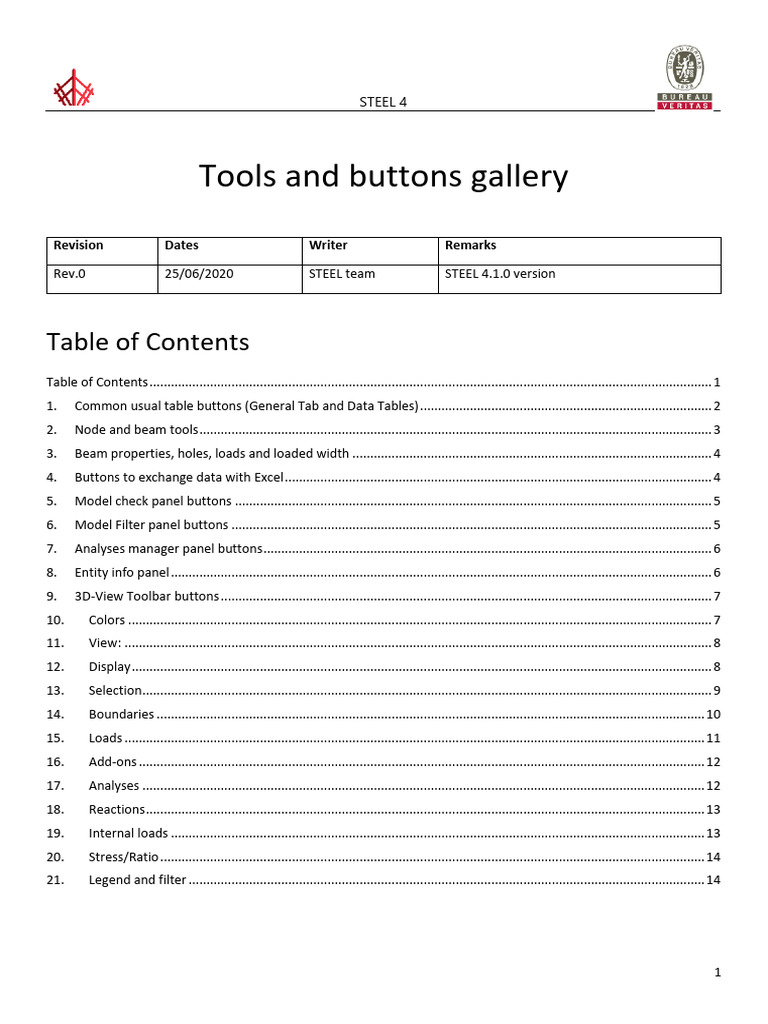 STEEL Tools and Buttons Gallery | PDF | Beam (Structure) | Stress ...