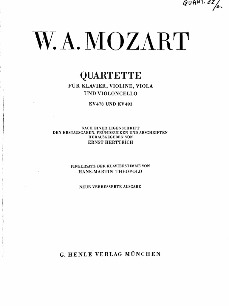 Mozart piano quartets henle | PDF